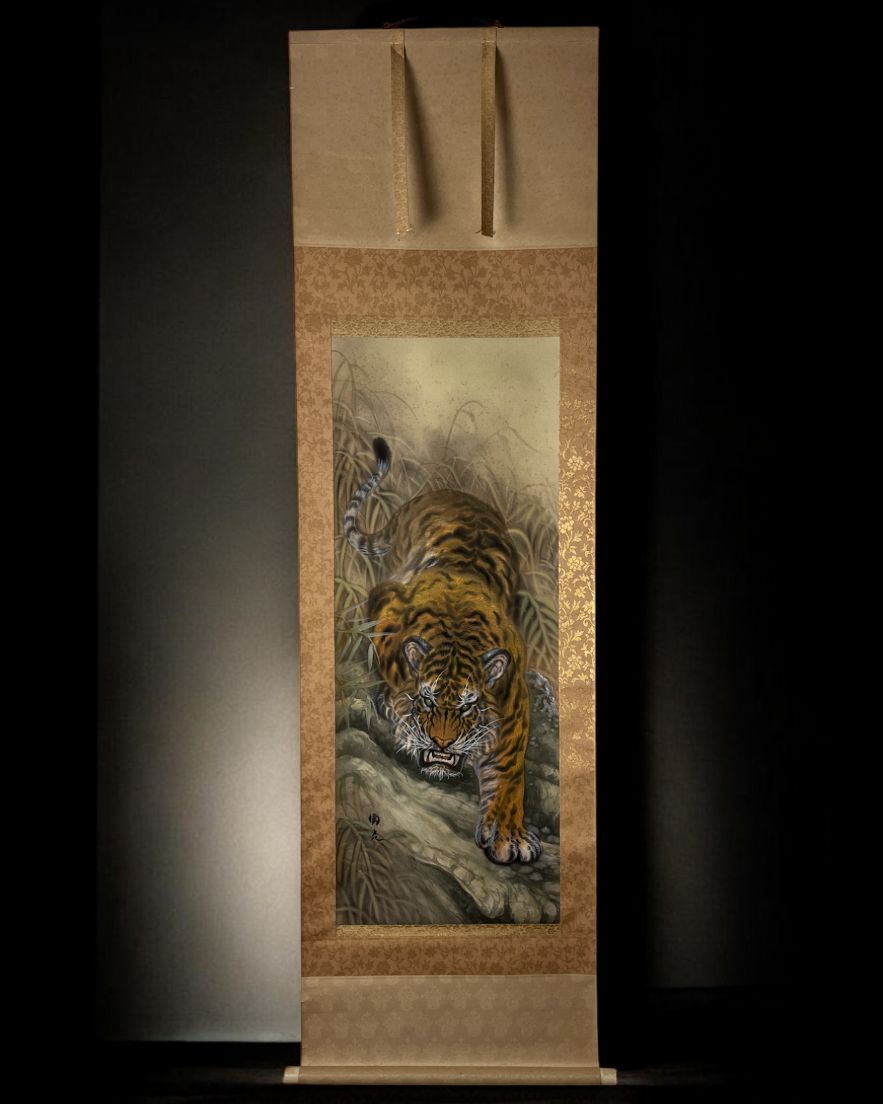 [Authentic] Kunimitsu 'Fierce Tiger' Scroll – Large Japanese Painting ...